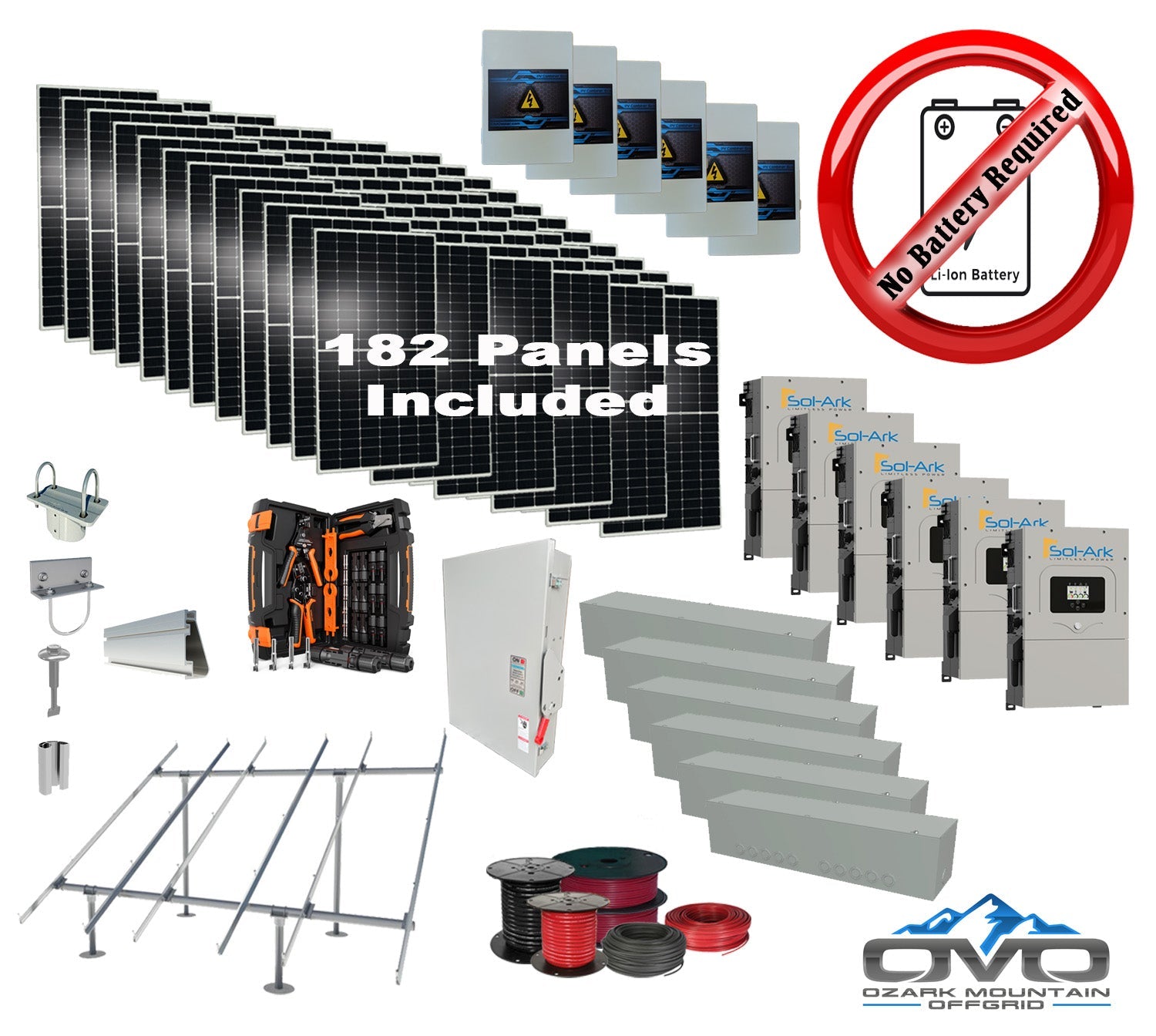 100KW Complete Offgrid Solar Kit + 6x 15K Sol-Ark Inverter +100.2KW So