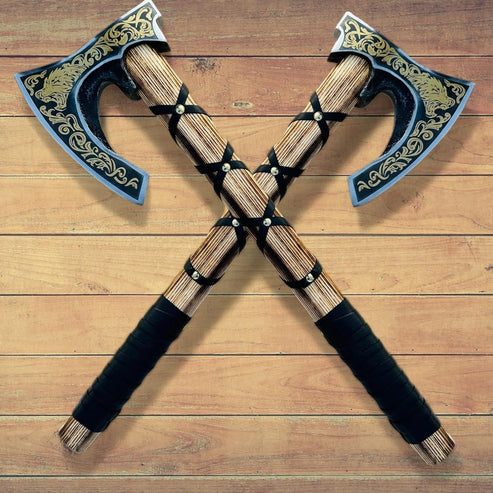 Viking Hatchet with Custom Handmade Engraved 1095 Steel Blade and Ash
